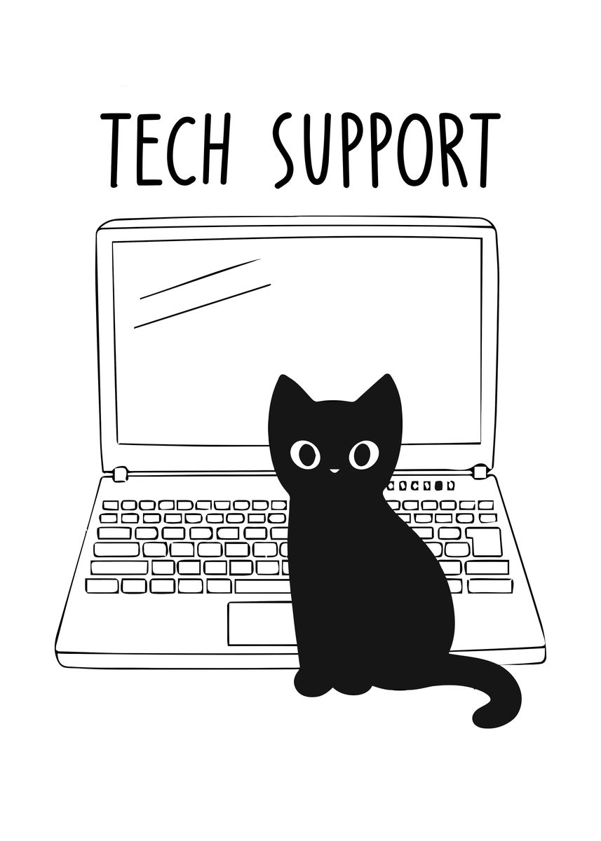 'Funny Tech Support' Poster, picture, metal print, paint by Bee Guts ...
