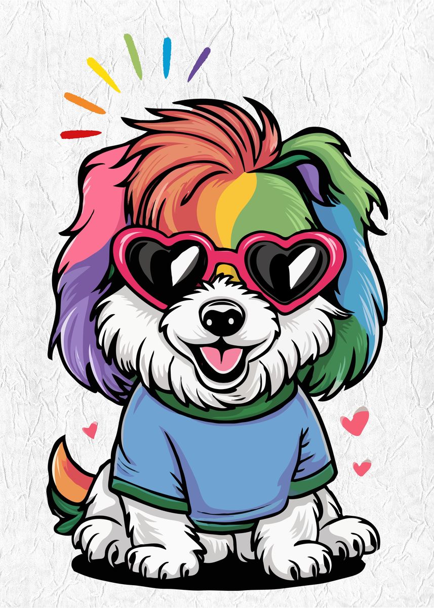 'Cute Rainbow Dog' Poster, picture, metal print, paint by Wyld Tribe ...