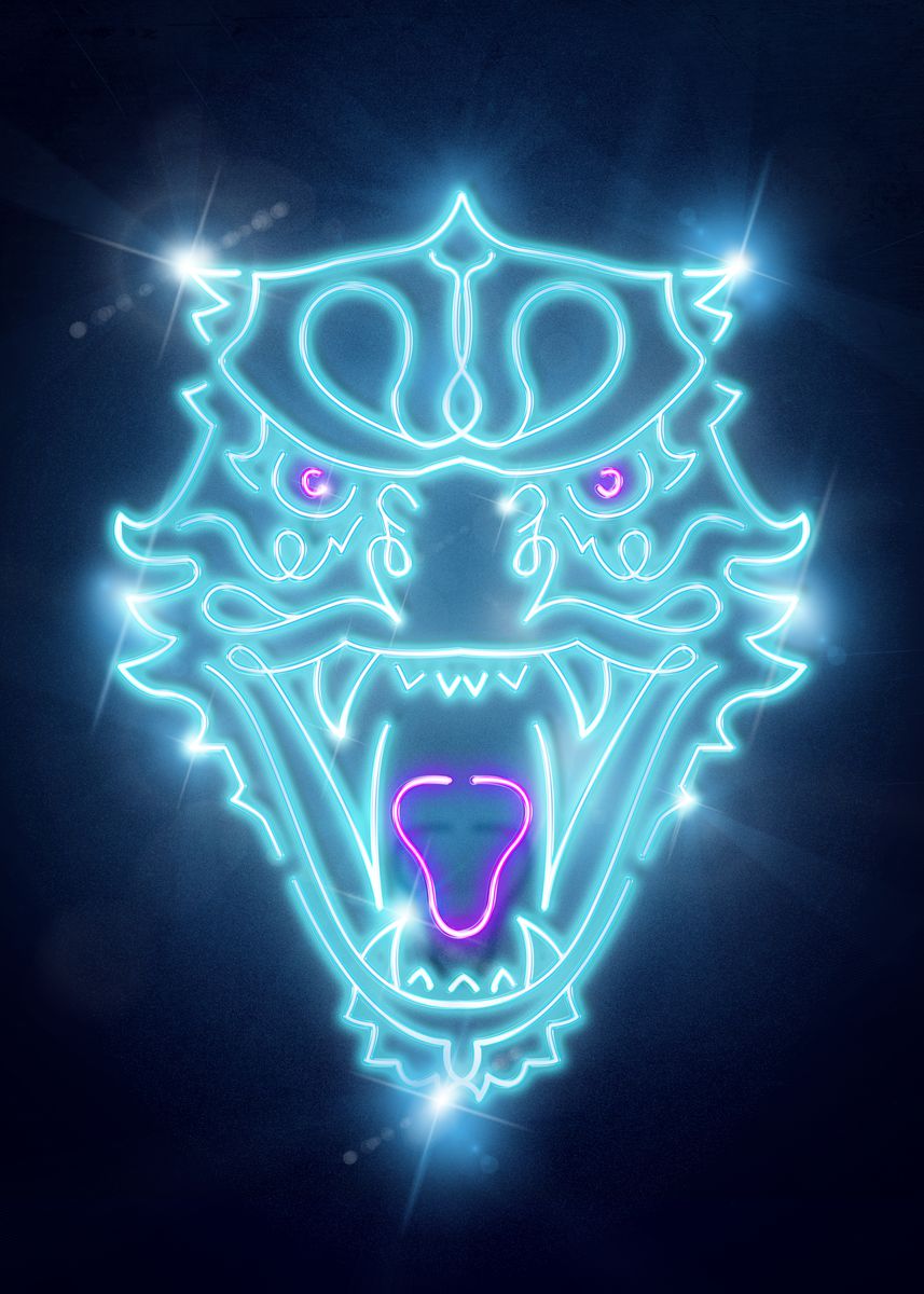 'Godzilla Neon Portrait' Poster, picture, metal print, paint by ...