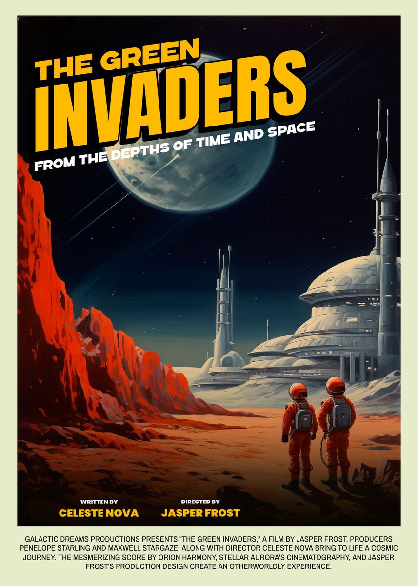 'Green invaders from space' Poster, picture, metal print, paint by J ...