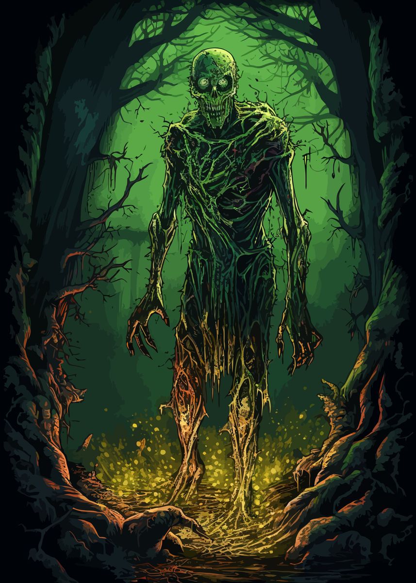 'Emerald Zombie' Poster, picture, metal print, paint by Nasmed | Displate