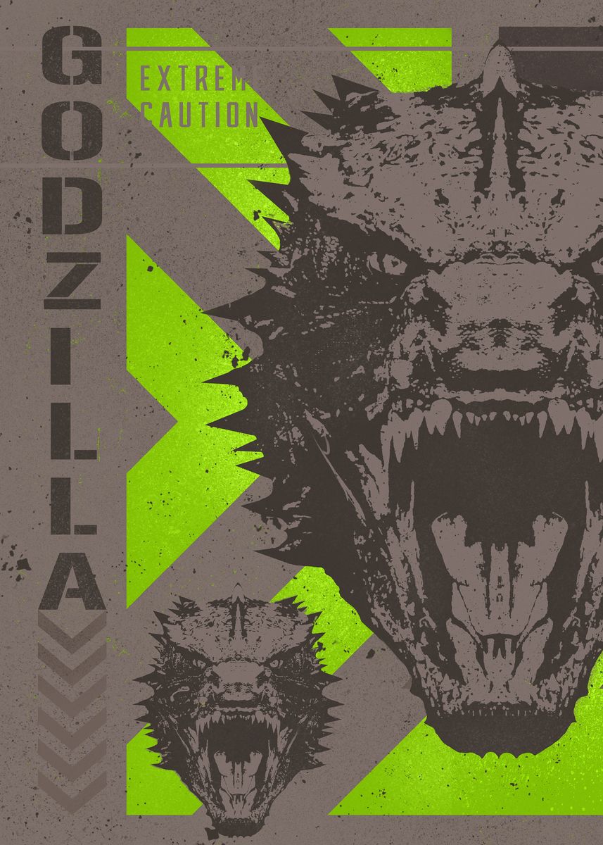'Godzilla Extreme Caution' Poster, picture, metal print, paint by ...