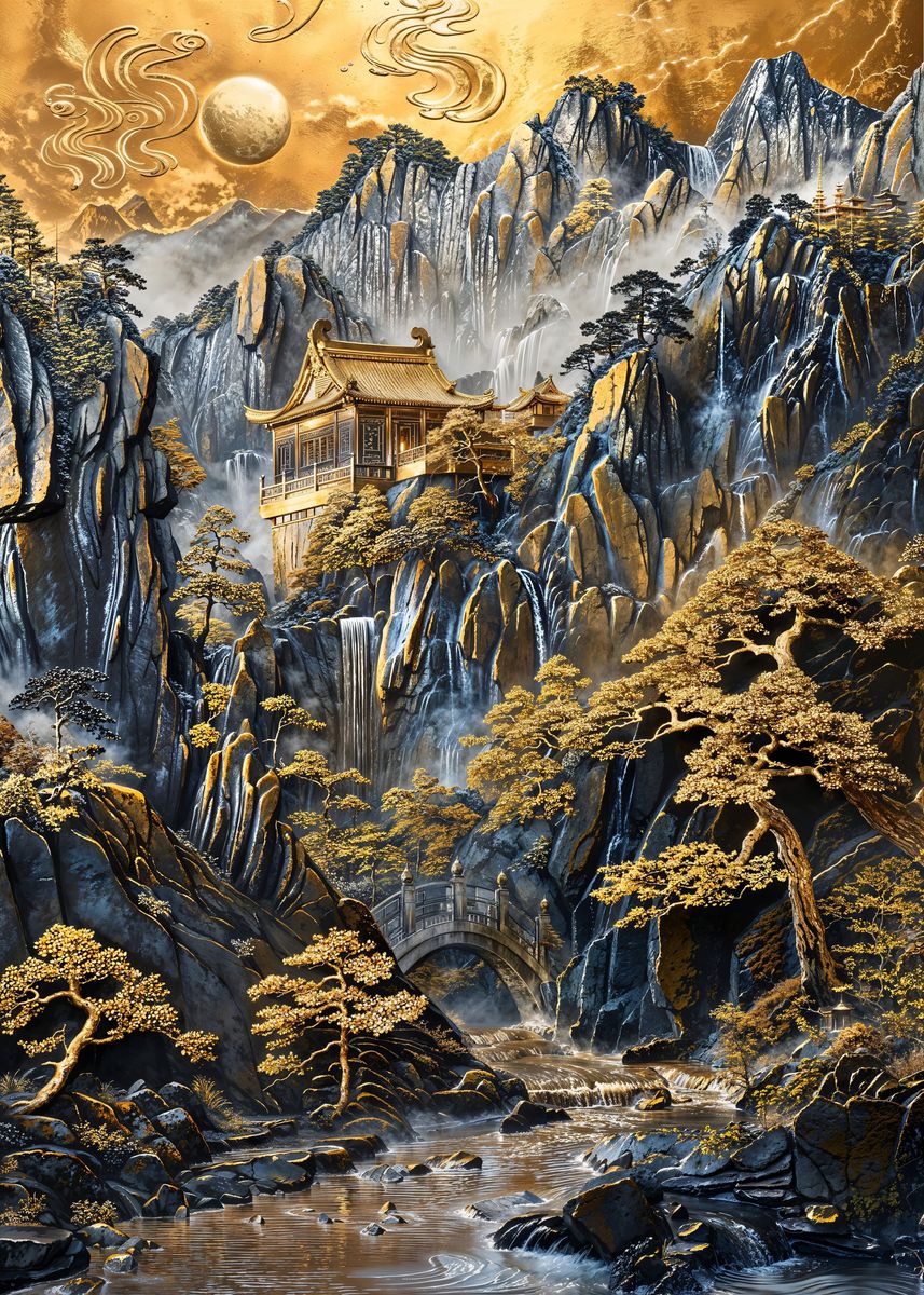 'Radiant Mountain Sanctuary' Poster, picture, metal print, paint by ...