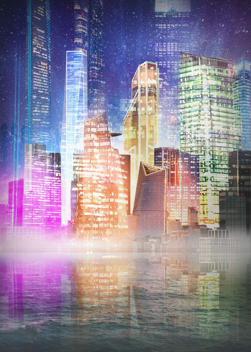 'Utopian city vibes' Poster, picture, metal print, paint by Bonilla ...
