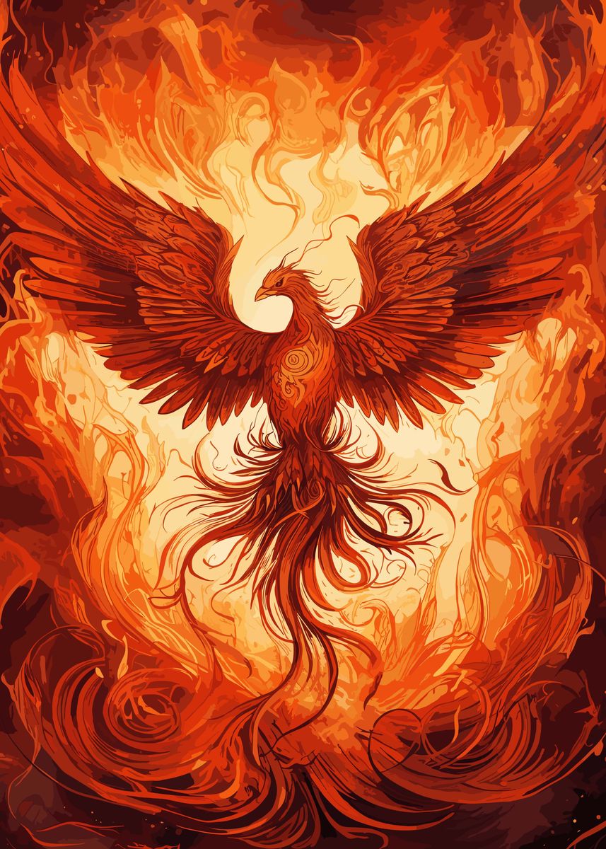 'Majestic Phoenix Rising' Poster, picture, metal print, paint by ...