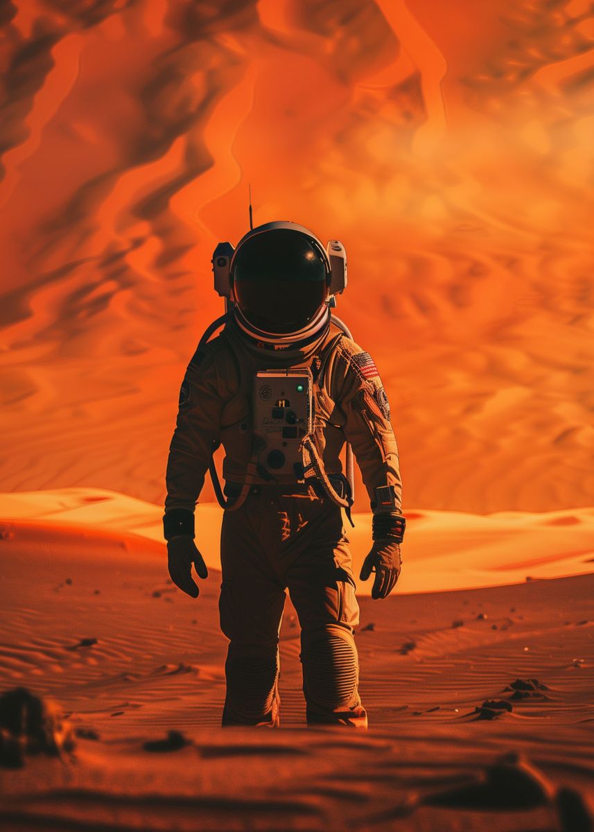 'Astronaut Mars Space Moon' Poster, picture, metal print, paint by ...