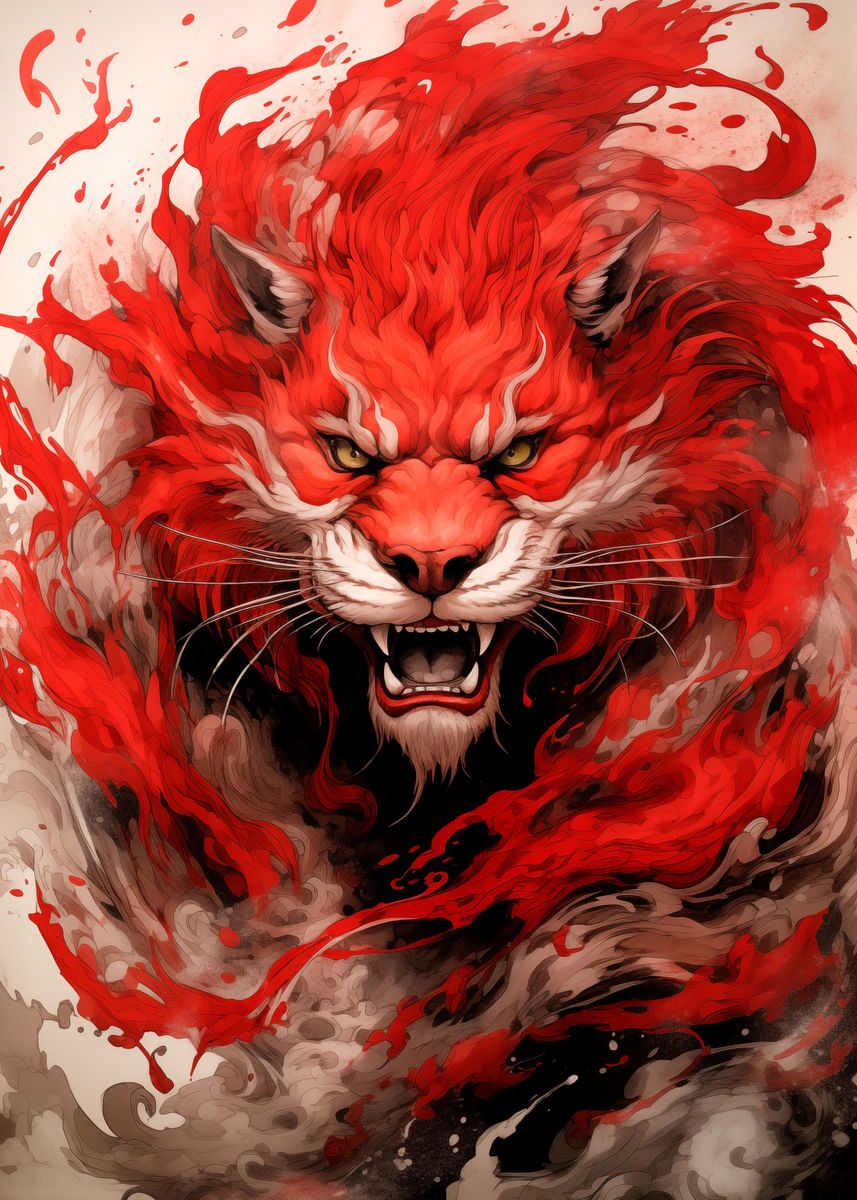 'Red Lion' Poster, picture, metal print, paint by Bloomoon | Displate