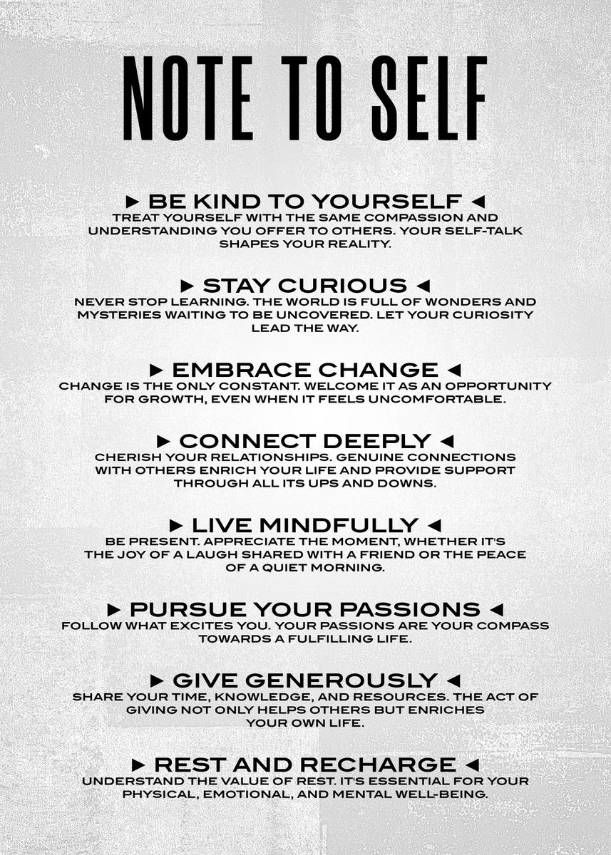 'Note to self' Poster, picture, metal print, paint by Syahrasi | Displate