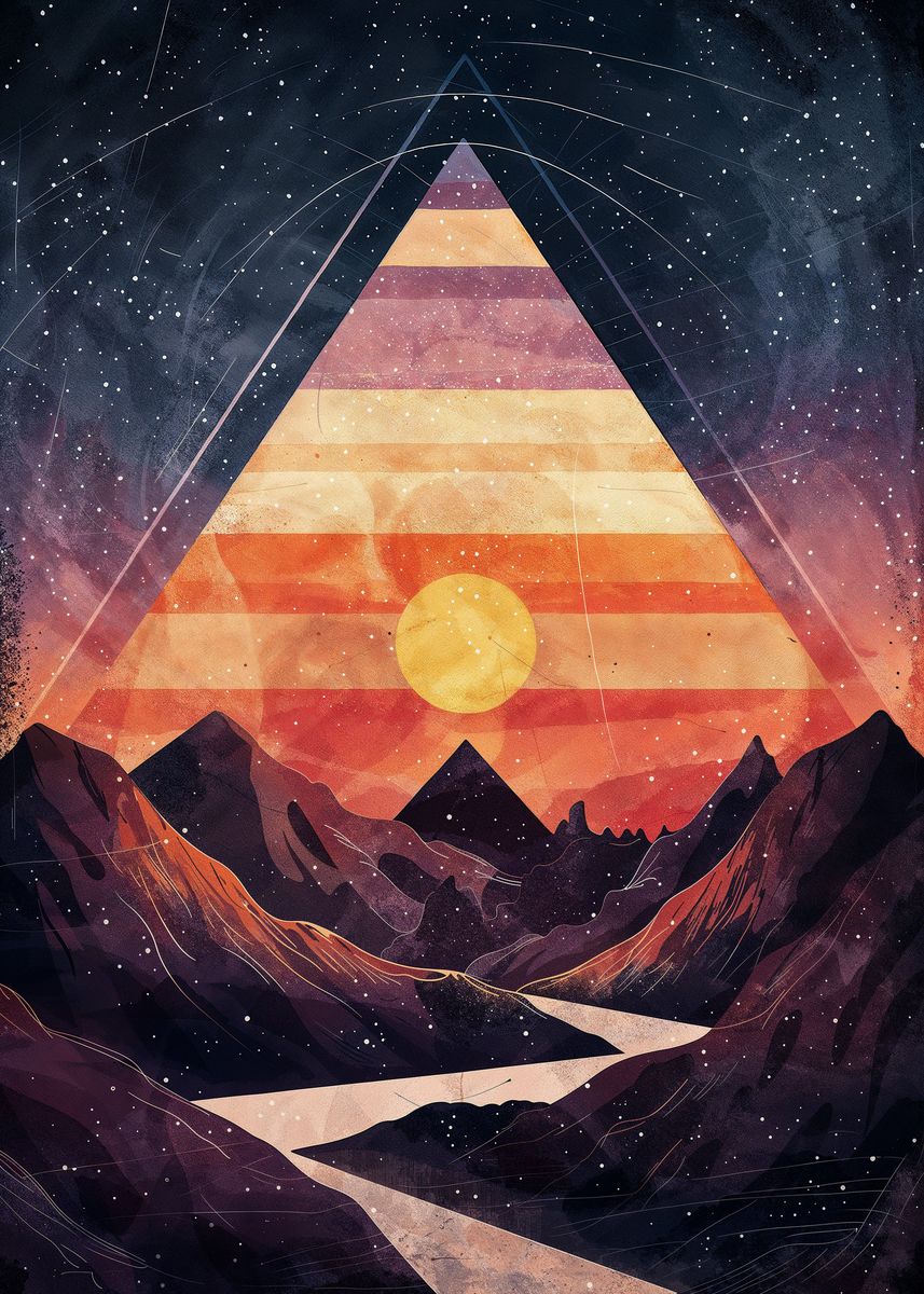 'Mystic Triangle' Poster, picture, metal print, paint by Katsu | Displate
