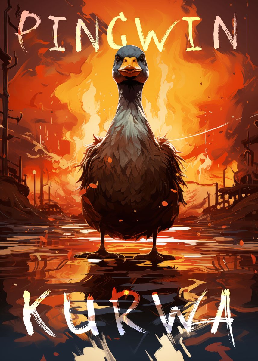 'Kurwa Pingwin' Poster, picture, metal print, paint by DM Photography ...