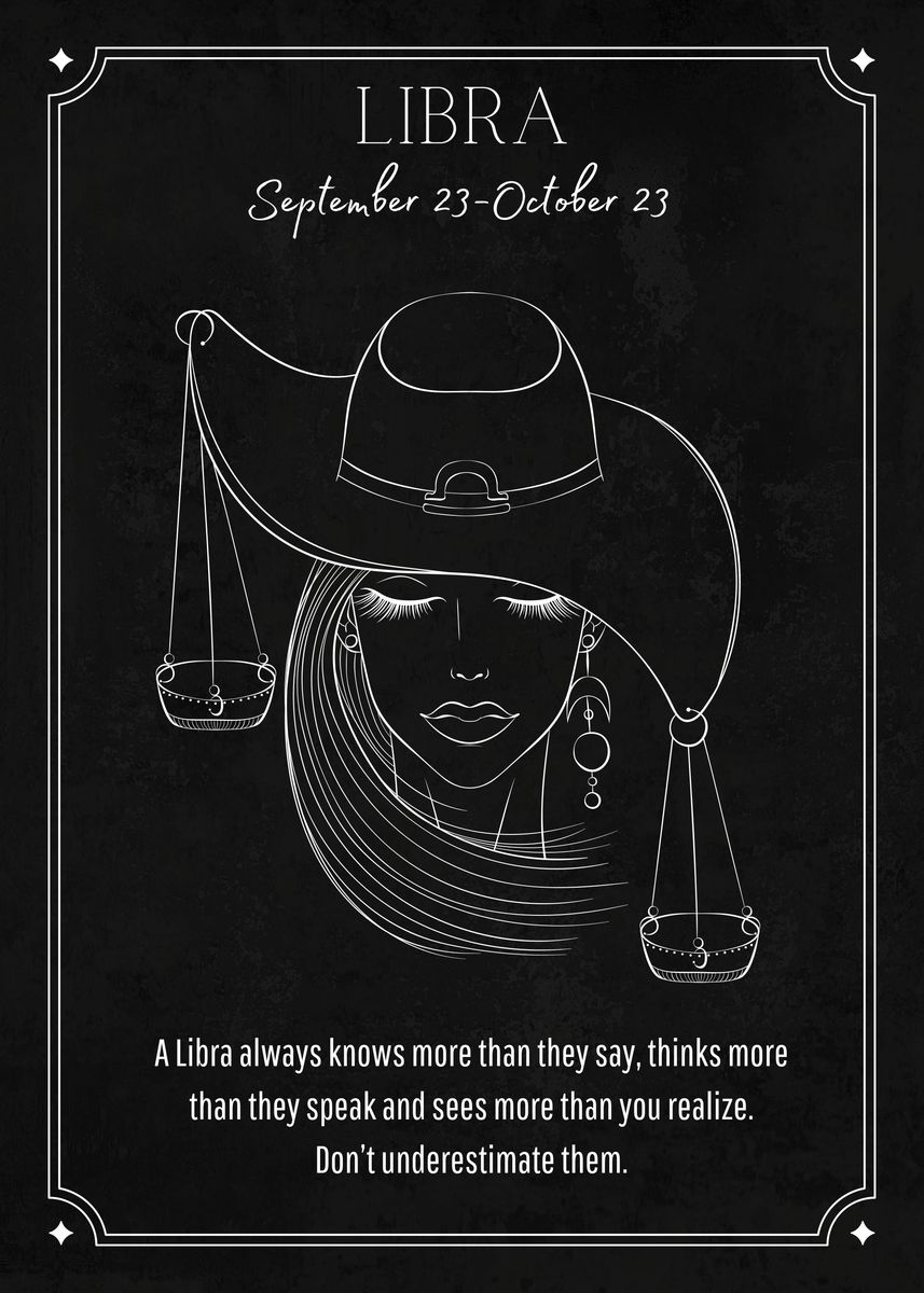 'Libra as a Girl in Hat ' Poster, picture, metal print, paint by metro ...