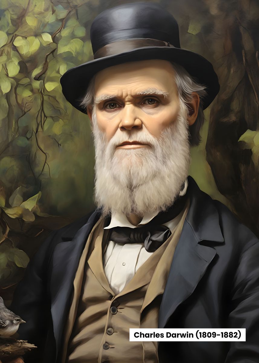 'Charles Darwin' Poster, picture, metal print, paint by VR World | Displate