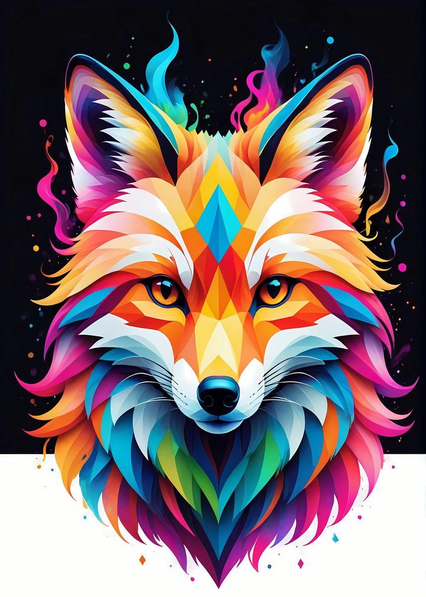 'Geometric Color Fox' Poster, picture, metal print, paint by Gangster ...
