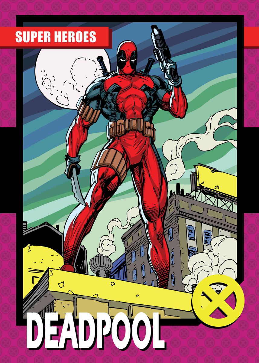 'Deadpool Trading Card' Poster, picture, metal print, paint by Marvel ...