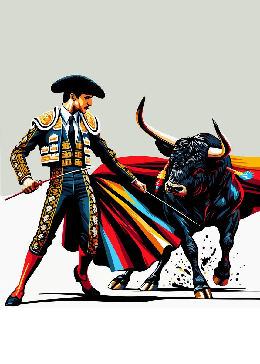 'Bullfighting wpap pop art' Poster, picture, metal print, paint by du ...