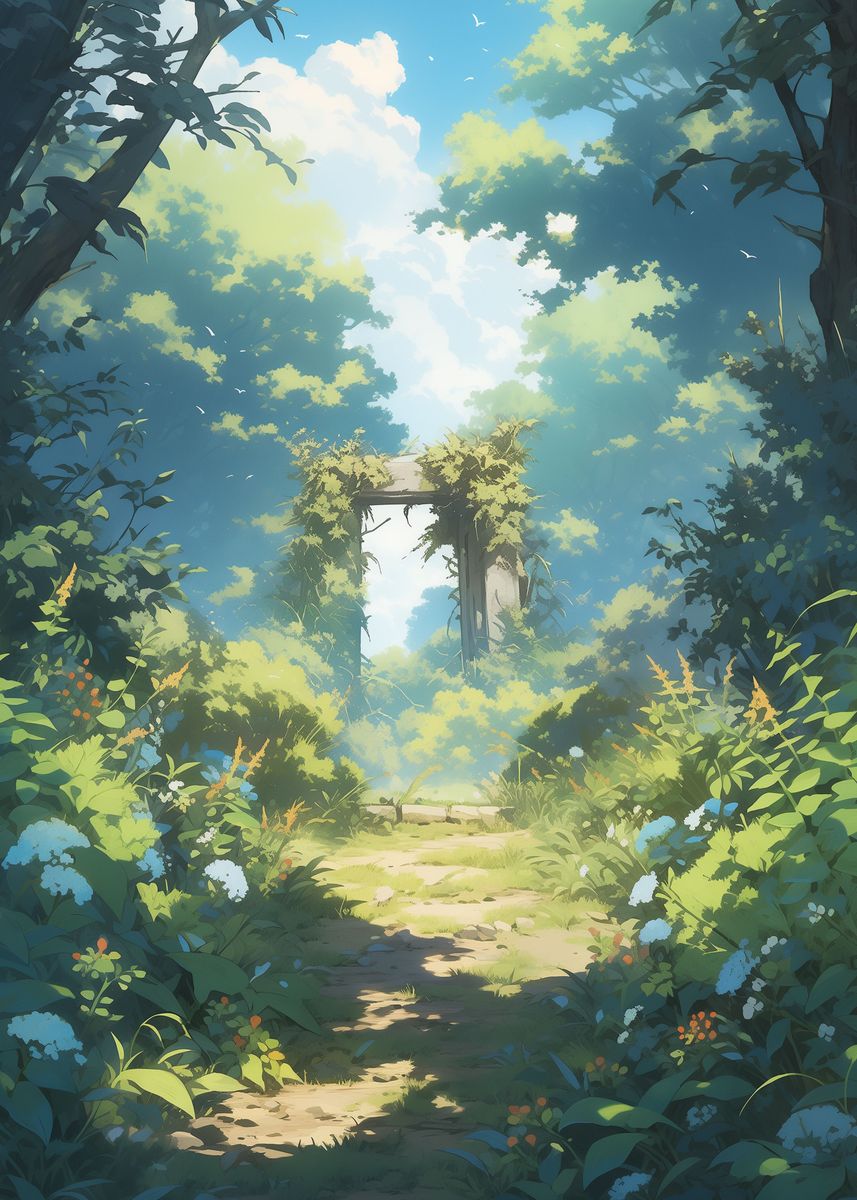 'Wonderful Anime Nature' Poster, picture, metal print, paint by David ...