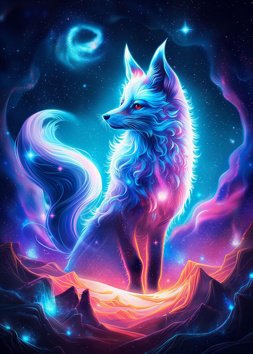 'Celestial Ethereal Fox' Poster, picture, metal print, paint by Voxel ...