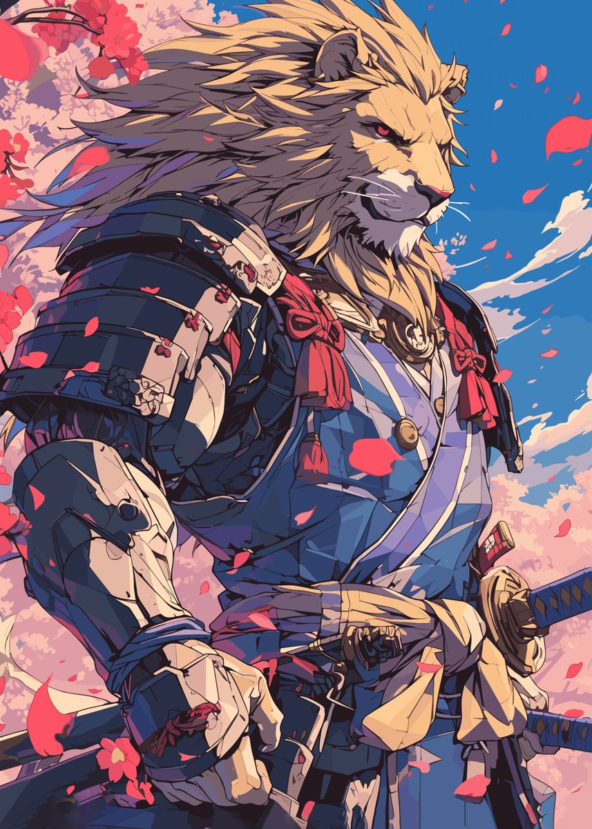 'Lion Samurai Lore' Poster, picture, metal print, paint by Dakshi Mary ...