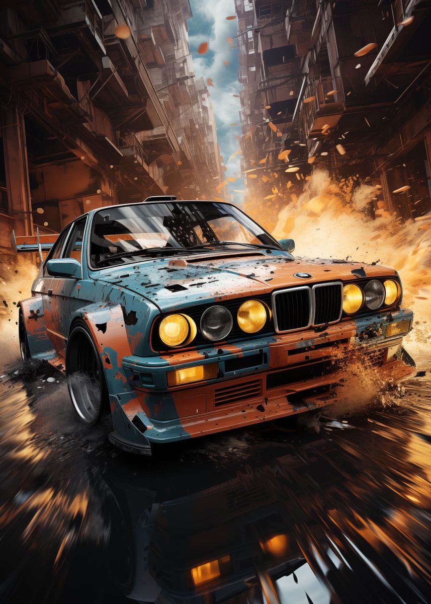 'E30 BMW ' Poster, picture, metal print, paint by Anima Art | Displate