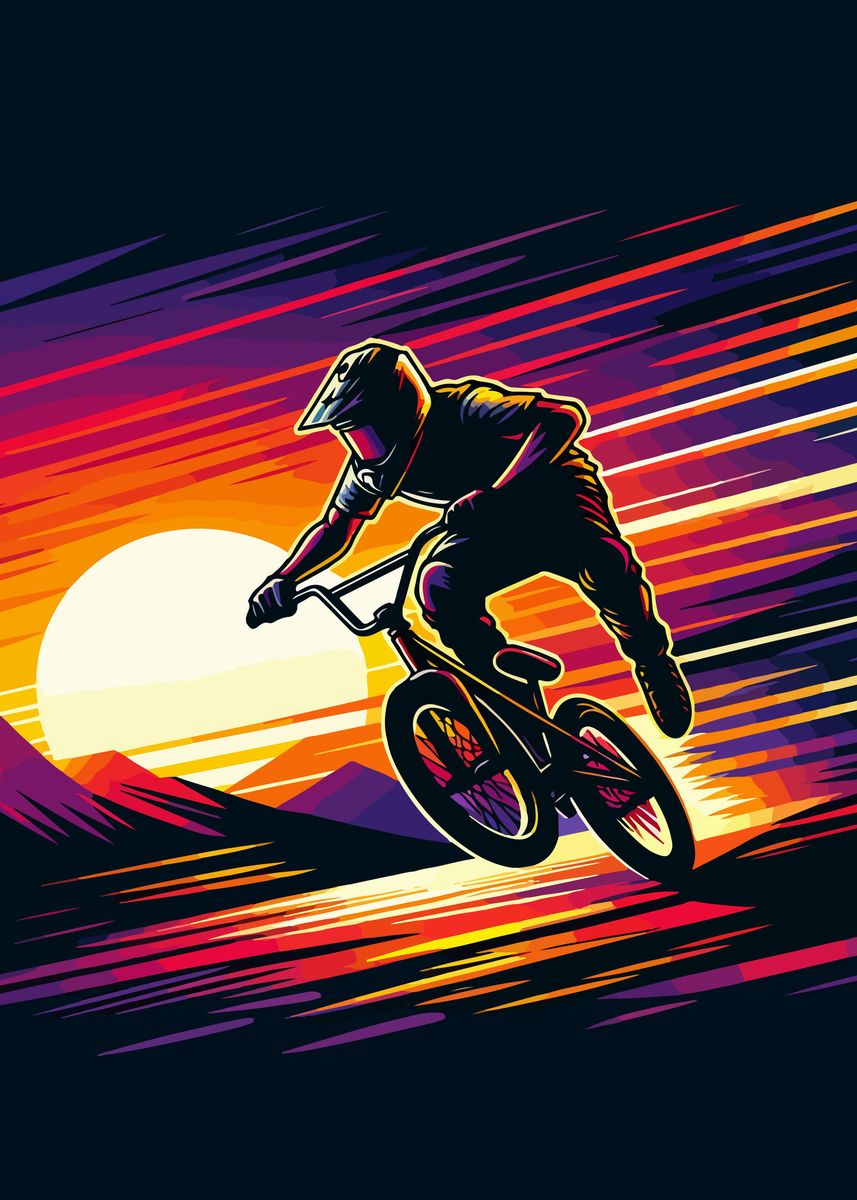 'freestyle BMX sunset wpap ' Poster, picture, metal print, paint by du ...