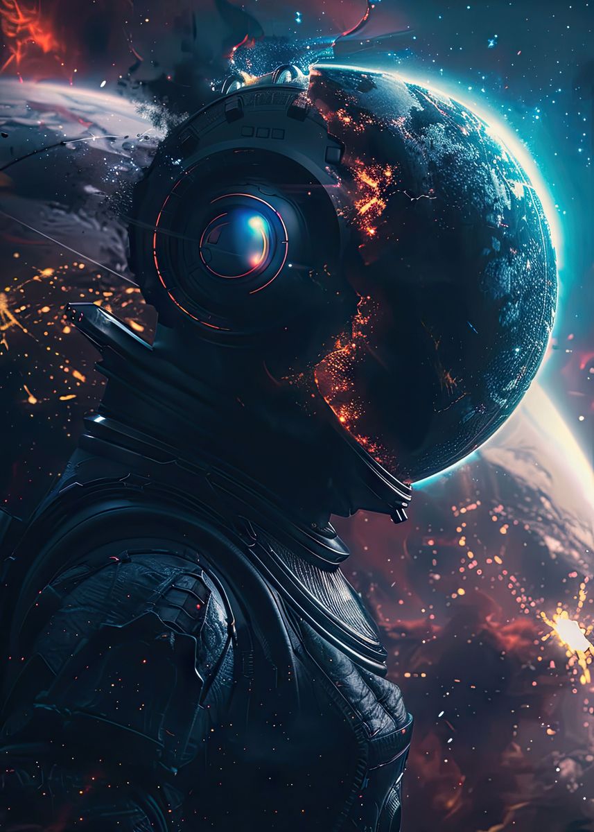 'Astronaut Cosmos Explorer' Poster, picture, metal print, paint by ...