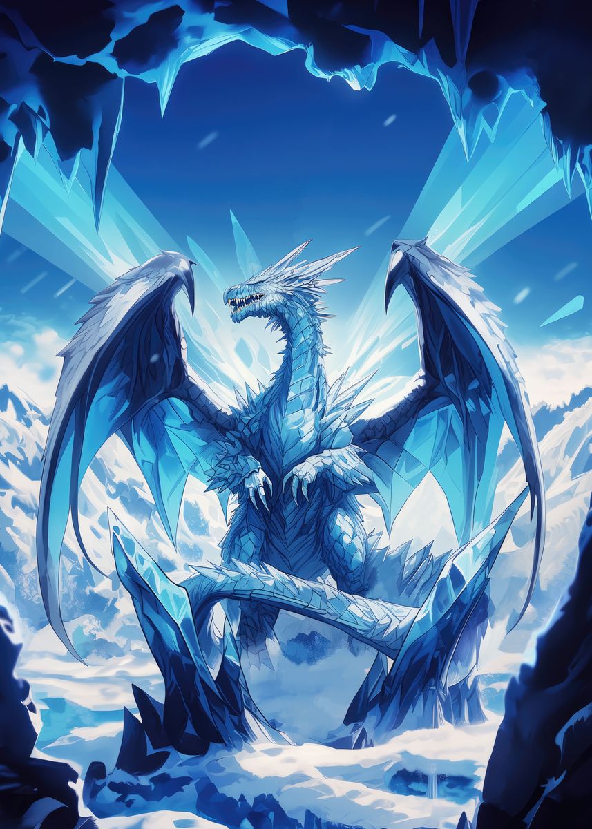 'The Frozen One Ice Dragon ' Poster, picture, metal print, paint by mcmtdesigns | Displate