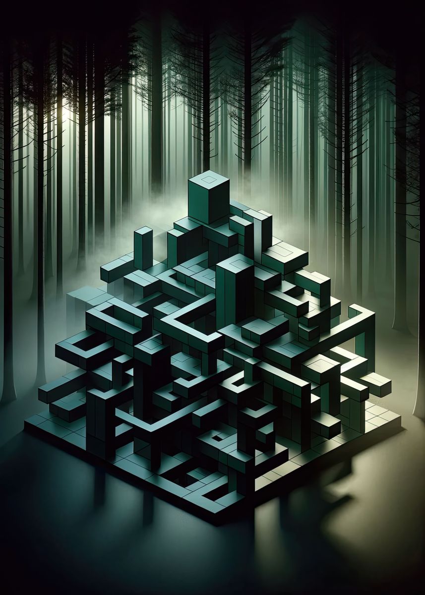 'Forest Cube Confluence' Poster, picture, metal print, paint by Markus ...