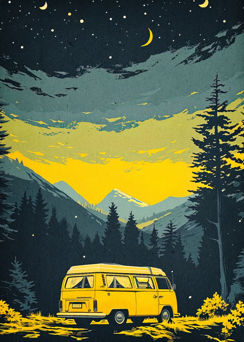 'van on the beach' Poster, picture, metal print, paint by dunn church ...