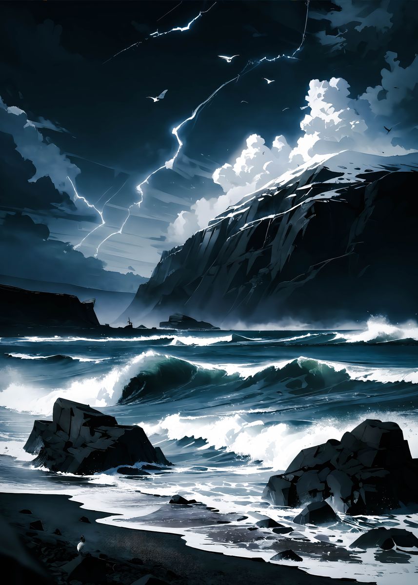 'Icelandic Tempest' Poster, picture, metal print, paint by Maxime Arbez ...