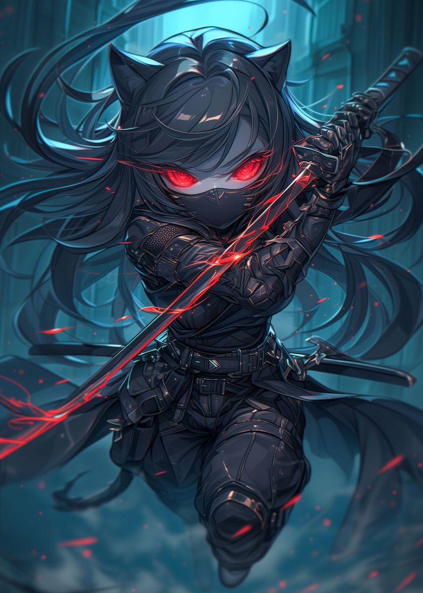 'Black Ninja' Poster, picture, metal print, paint by Vizio | Displate