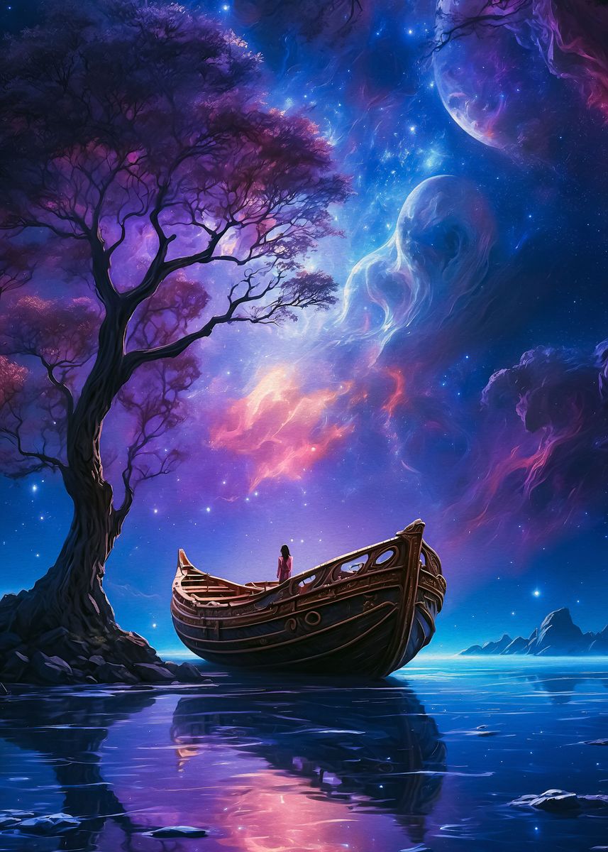 'A Girl Explores the Astral' Poster, picture, metal print, paint by ...