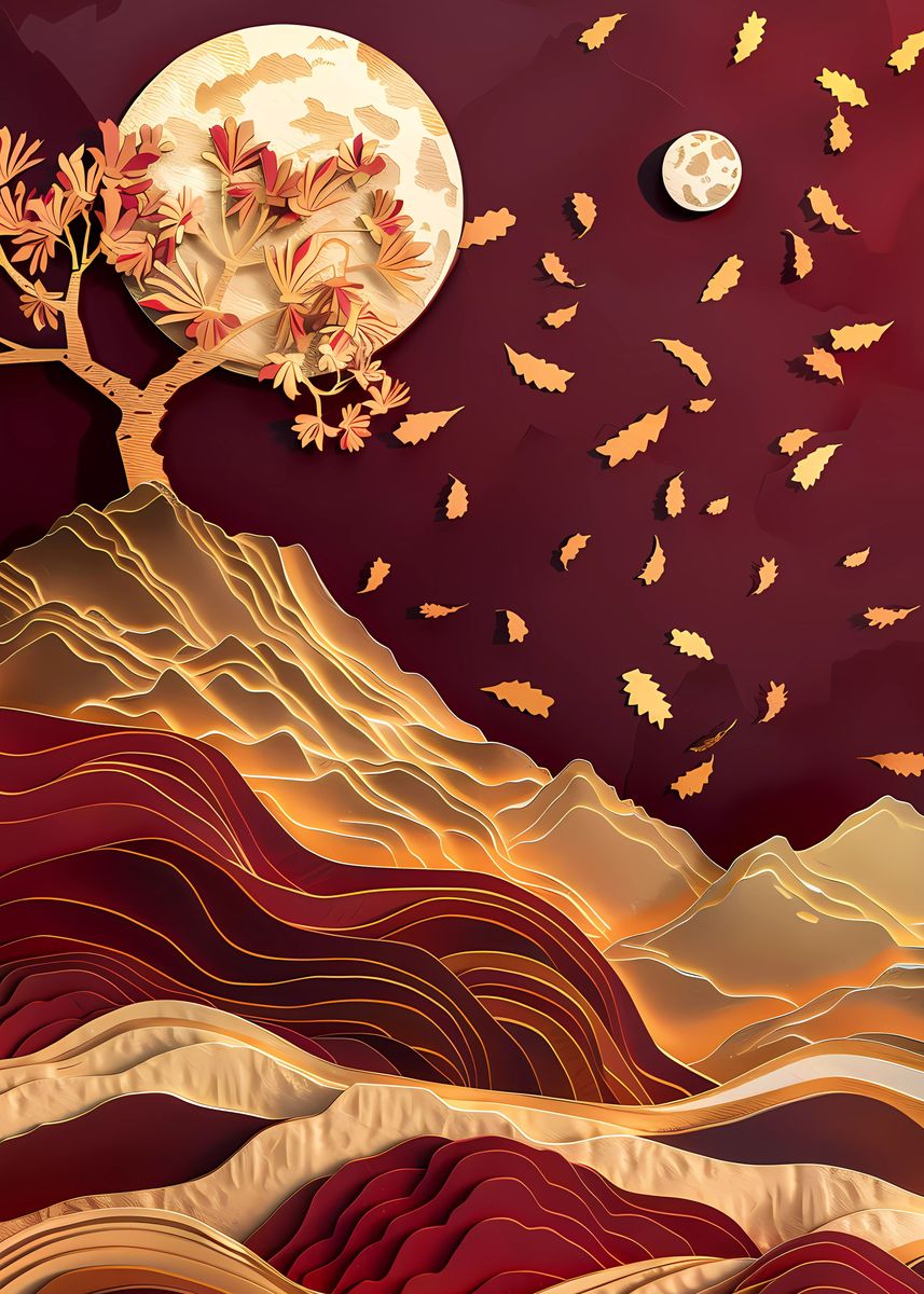 'Golden Tree Shedding' Poster, picture, metal print, paint by Yara ...