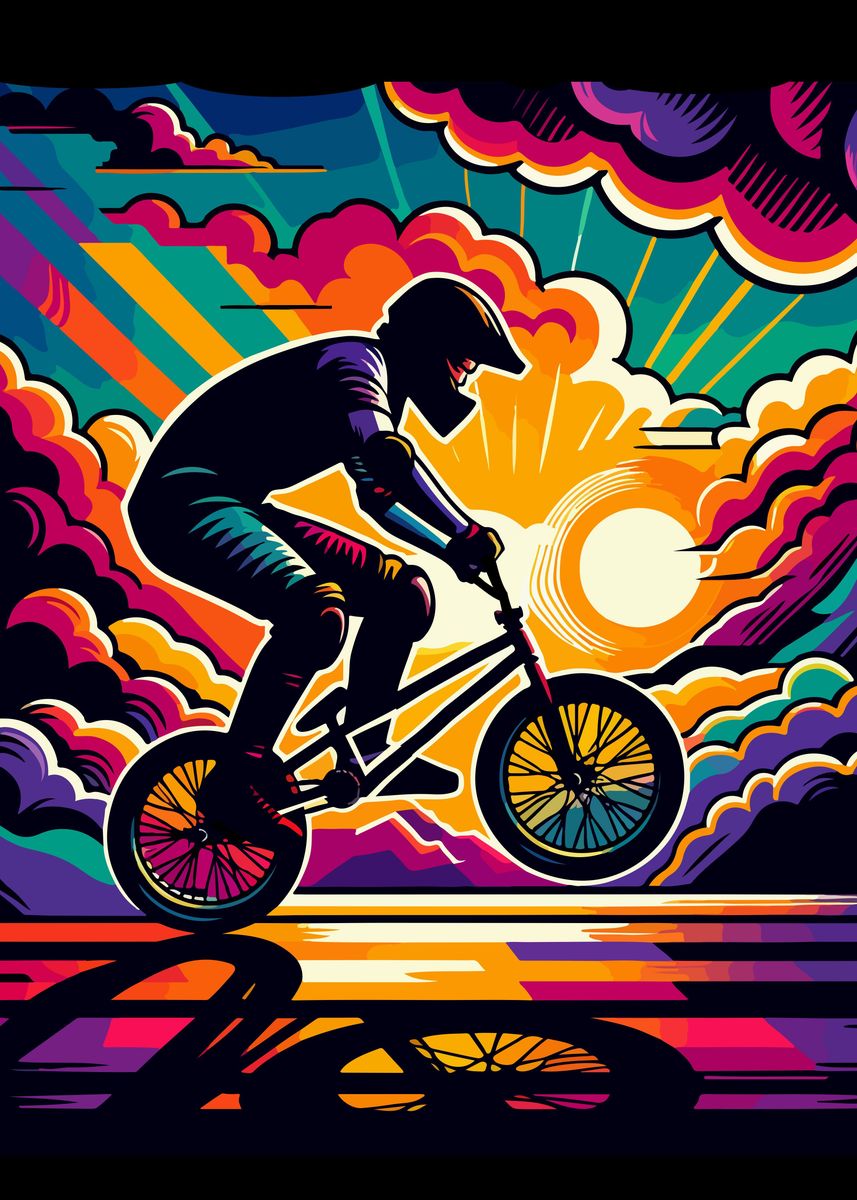 'BMX wpap sunset pop art' Poster, picture, metal print, paint by du ...