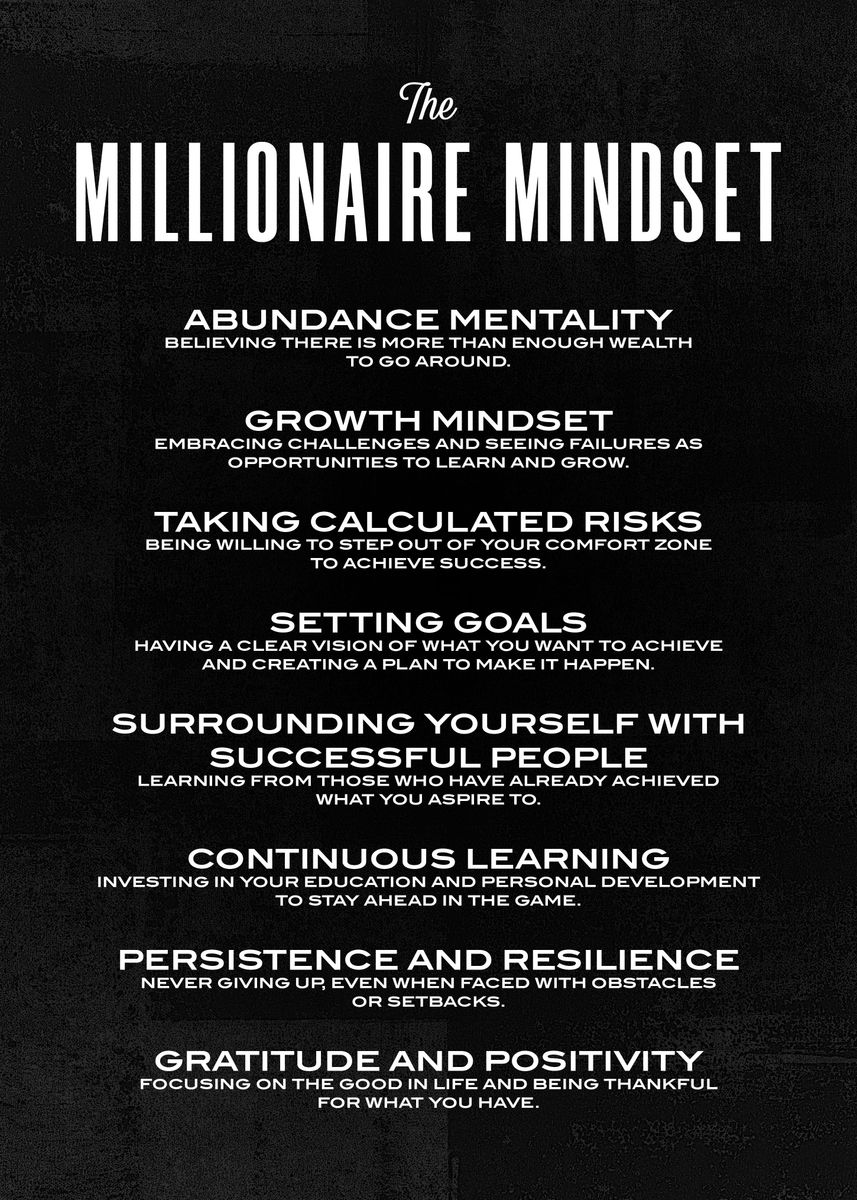 'The Millionaire Mindset' Poster, picture, metal print, paint by ...