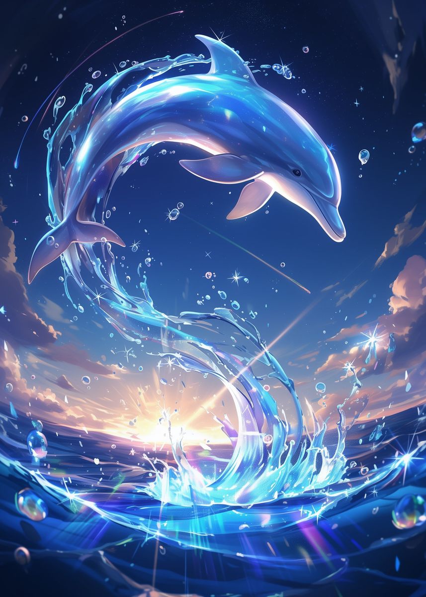 'Dolphin Space' Poster, picture, metal print, paint by Zakaria Store ...