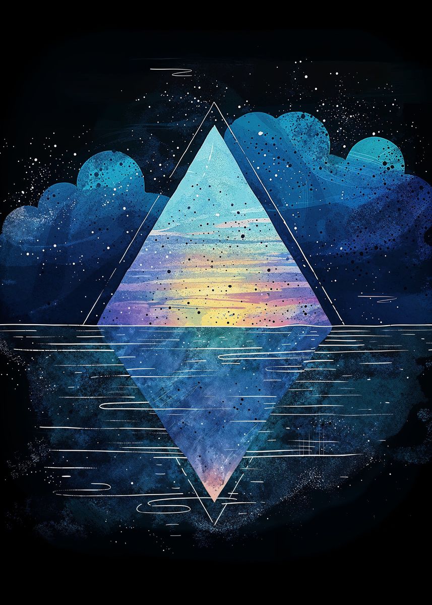 'Cerulean Diamond' Poster, picture, metal print, paint by Katsu | Displate