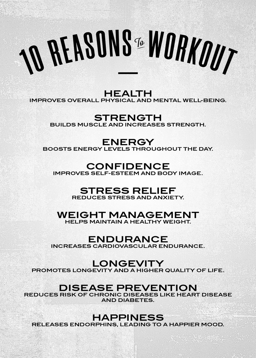 '10 Reasons To Workout' Poster, picture, metal print, paint by Syahrasi ...