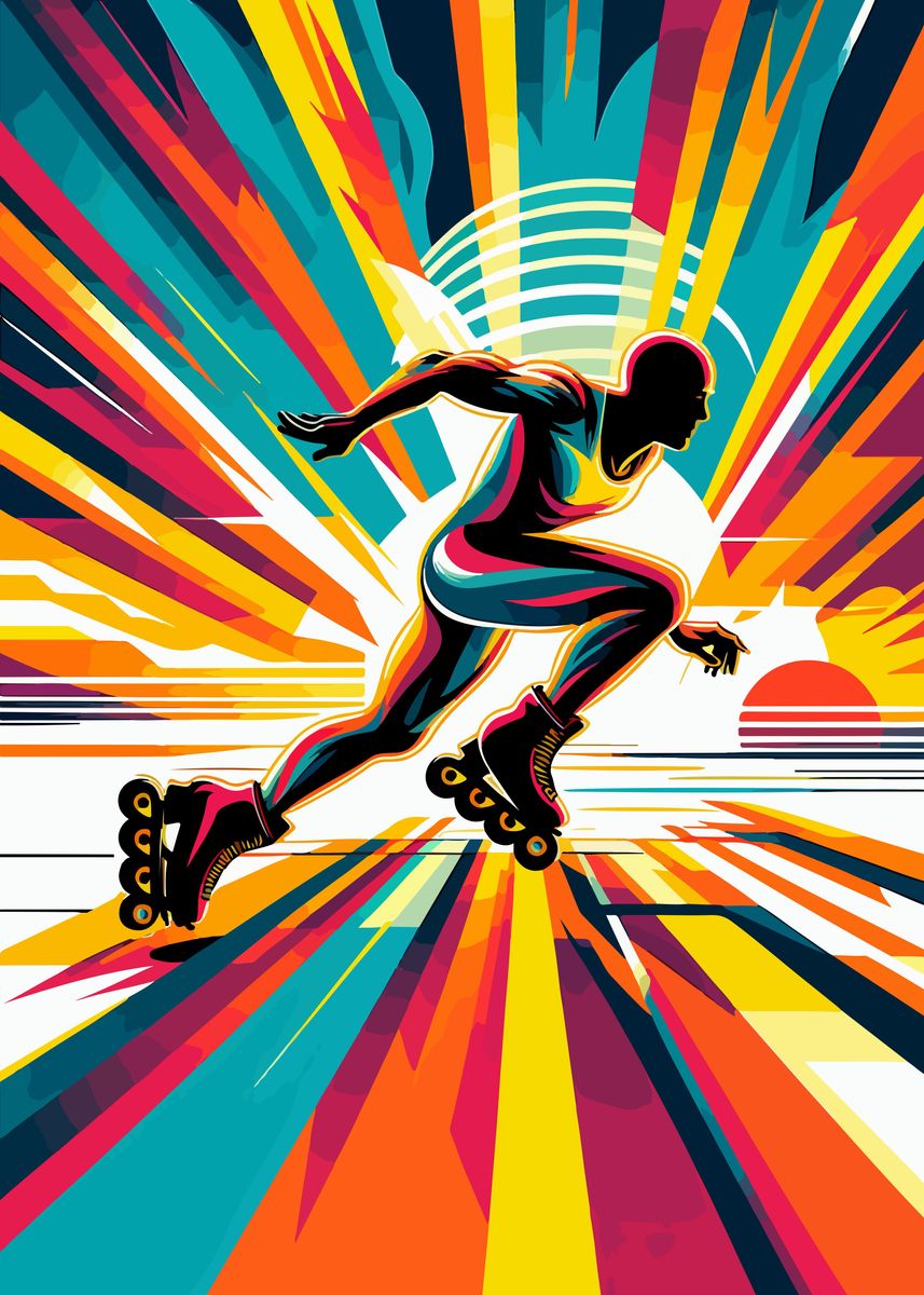 'Inline skating sunset wpap' Poster, picture, metal print, paint by du ...