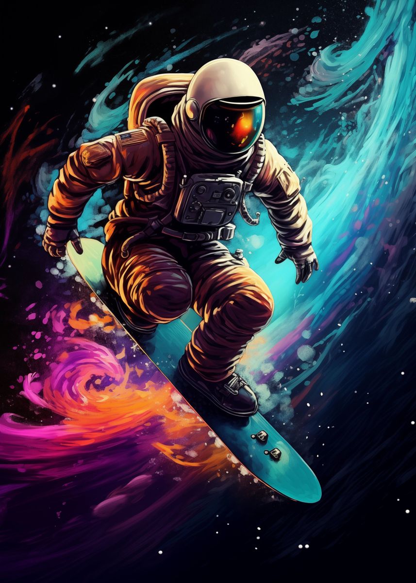'Space Surfer' Poster, picture, metal print, paint by Artful Adventure ...