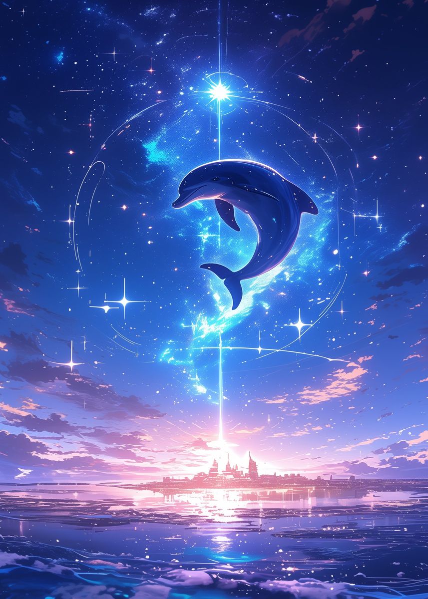 'Dolphin Space' Poster, picture, metal print, paint by Zakaria Store ...