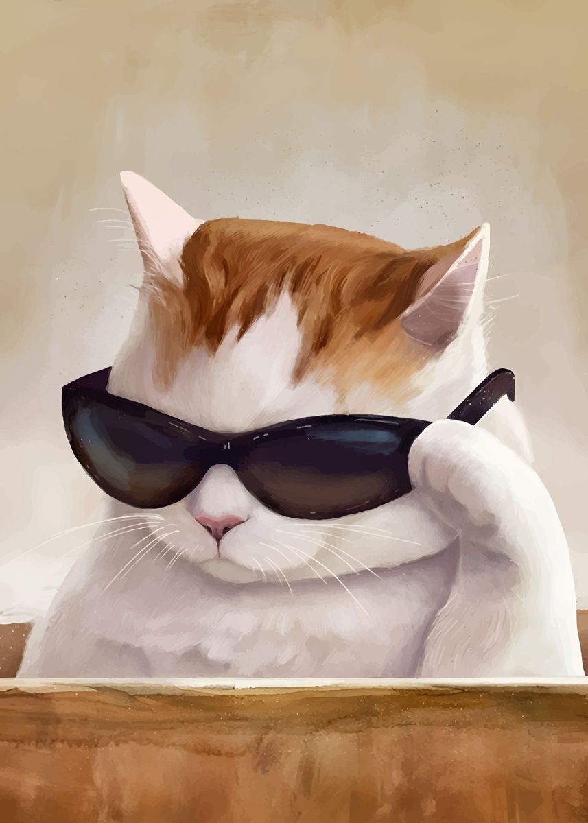 'Cool cat meme' Poster, picture, metal print, paint by Dream Land ...