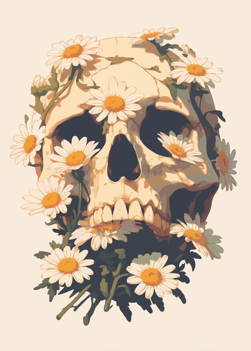 'Life in Death Daisies' Poster, picture, metal print, paint by ...