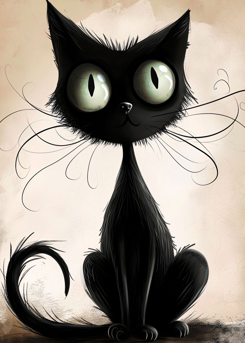 'black cat 2' Poster, picture, metal print, paint by k3xiao | Displate