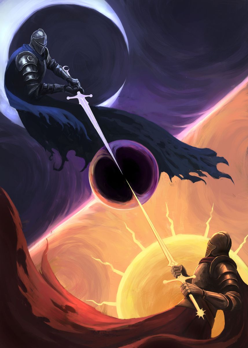 'Sun vs Moon' Poster, picture, metal print, paint by cr4sh4rt | Displate