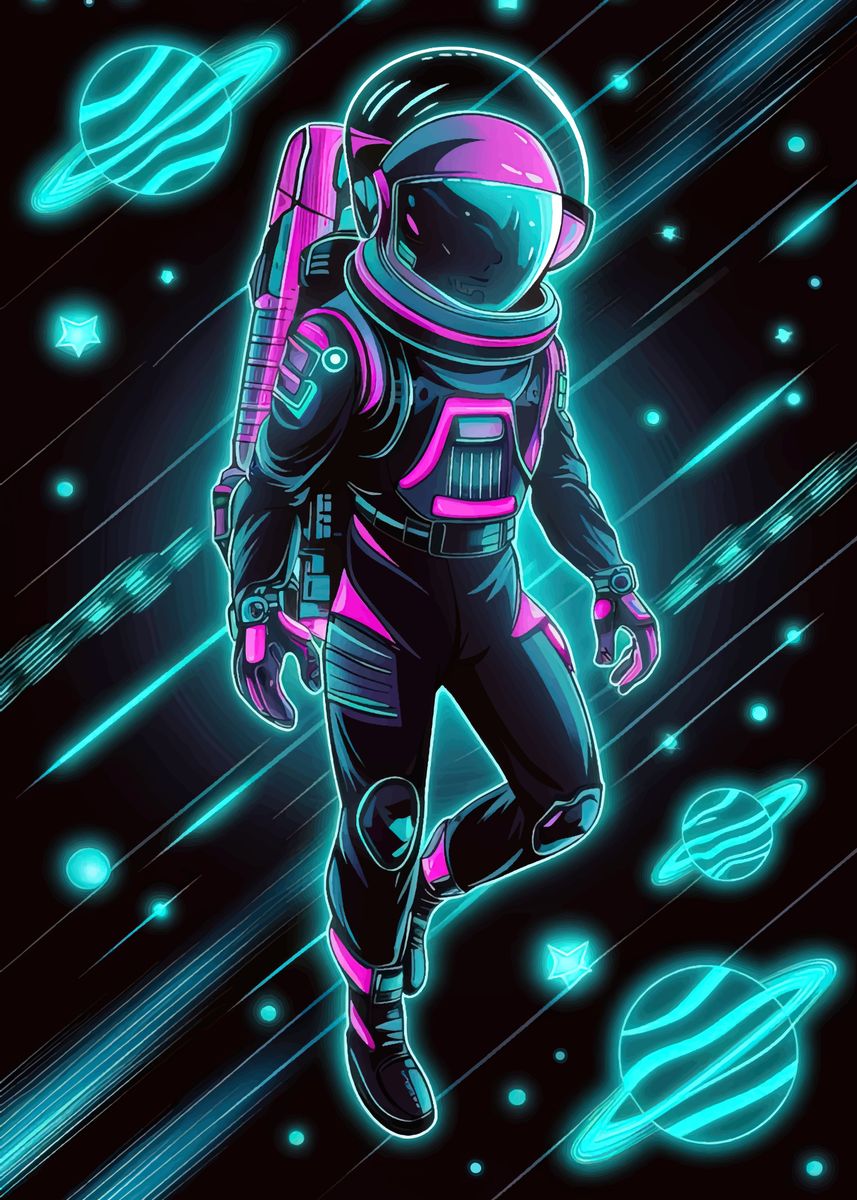 'Spaceman' Poster, picture, metal print, paint by FlowCad | Displate