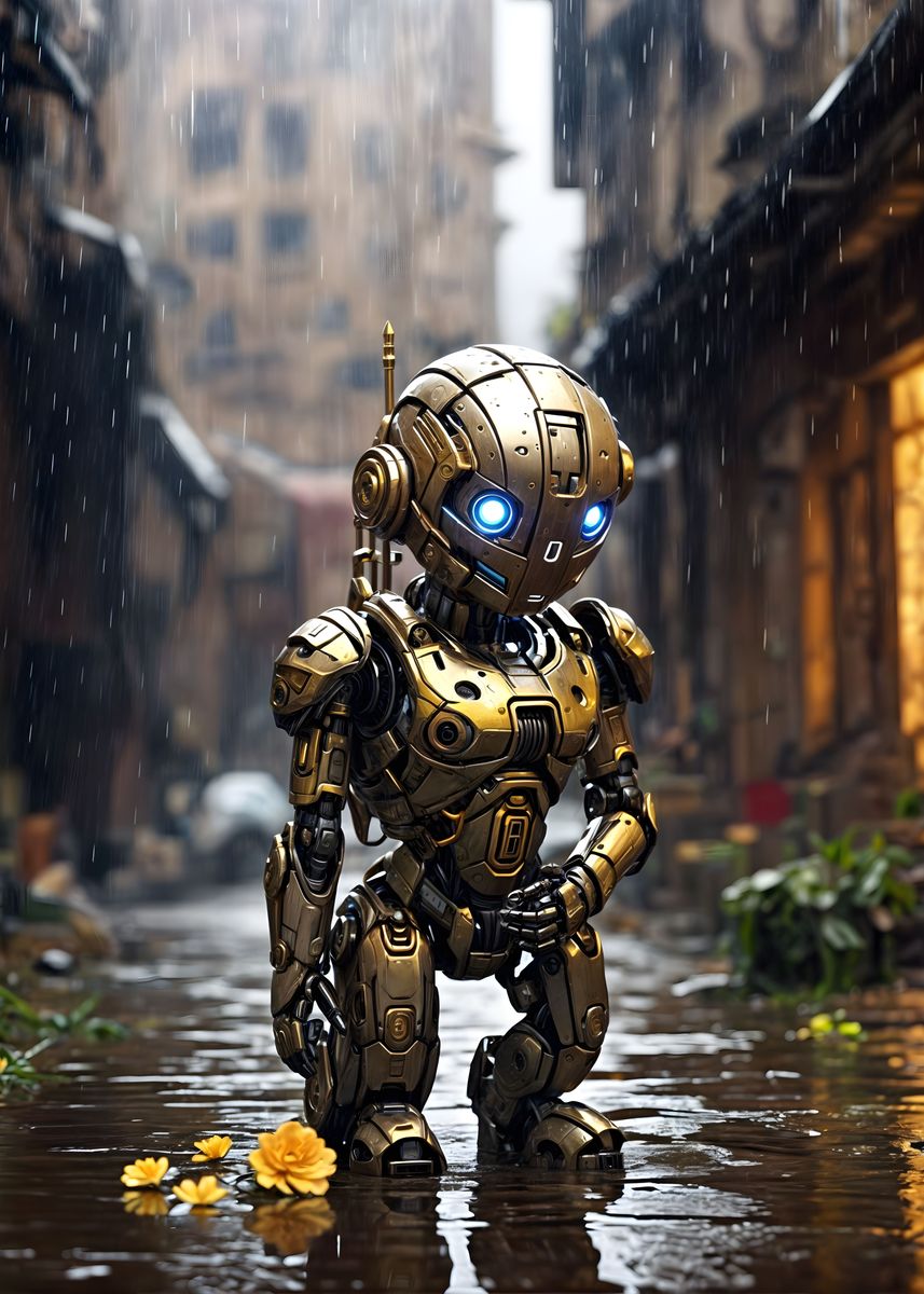 'Sad Little Robot' Poster, picture, metal print, paint by VR World ...