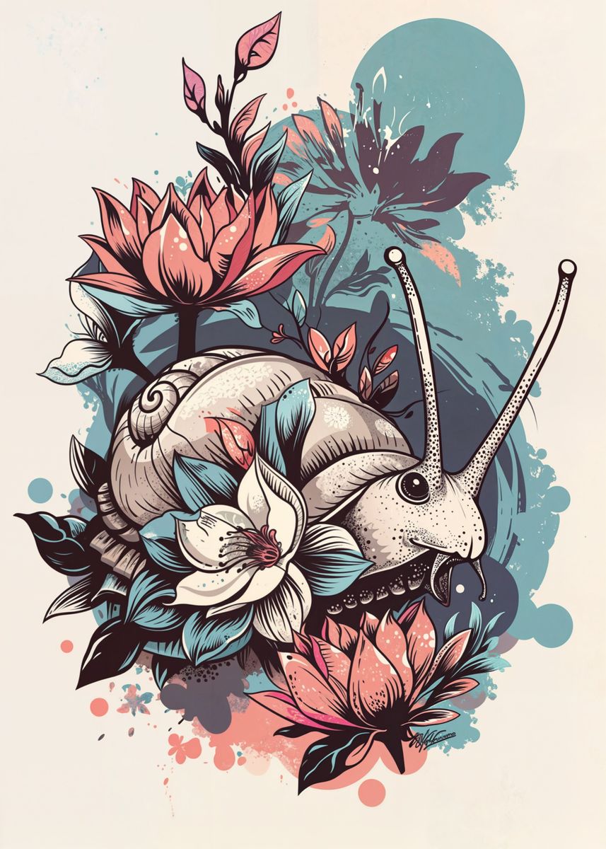 'Snail Portrait' Poster, picture, metal print, paint by dieter morales ...