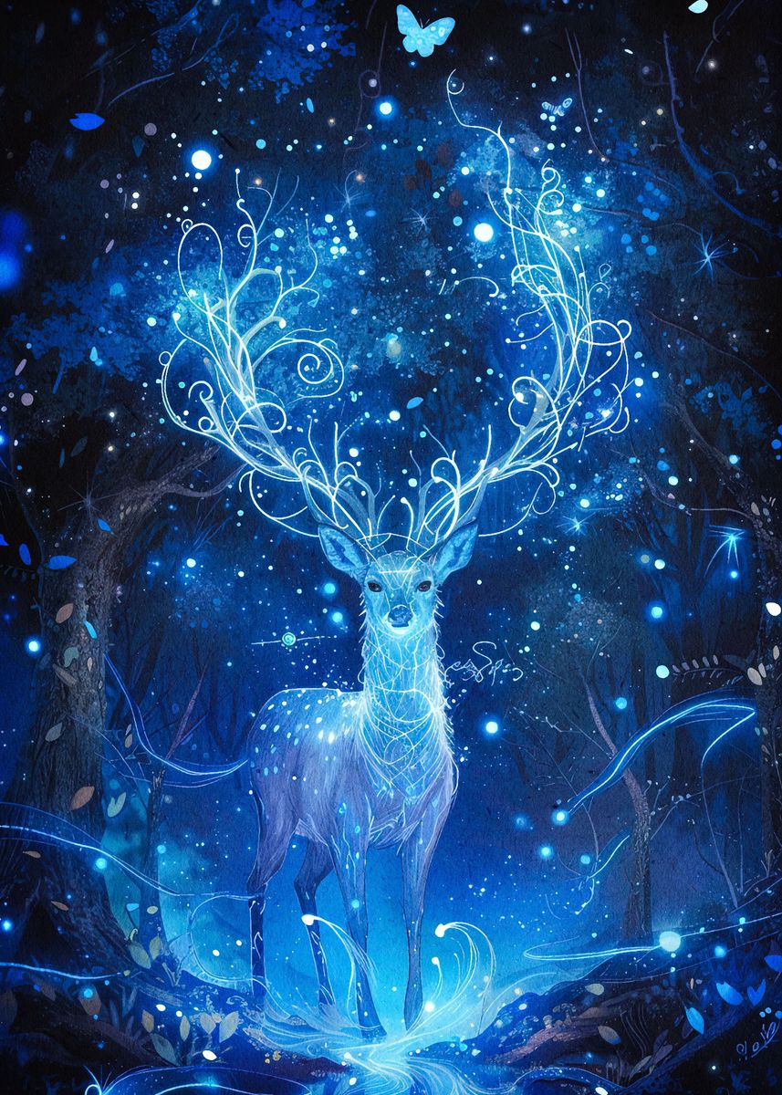 'landscape deer animal' Poster, picture, metal print, paint by cungart ...