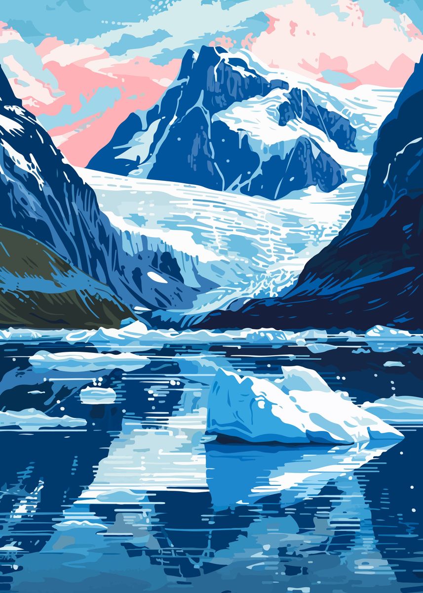 'Alaskan Glacier Nature Art' Poster, picture, metal print, paint by ...