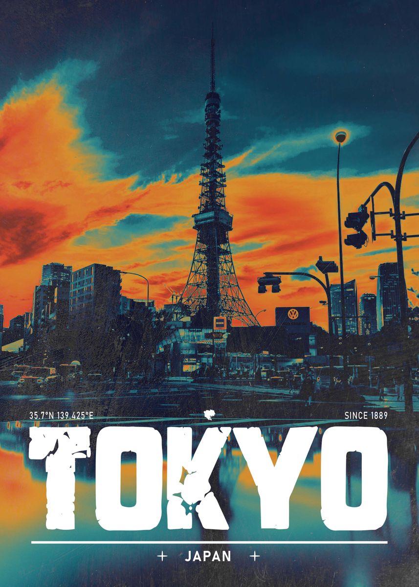 'Tokyo' Poster, picture, metal print, paint by Ridwanart | Displate